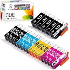 miss deer compatible ink cartridges 225 and 226 replacement for canon pgi-225 cli-226 for mg6220 mg6120 mg5320 mg5220 mx882 mx892 (5 large black, 4 small black, 4 cyan, 4 magenta, 4 yellow) 21-pack