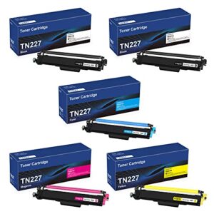 tn227bk/c/m/y high yield compatible toner cartridge replacement for brother tn227 tn 227 tn223 tn-223 work for hl-l3290cdw hl-l3210cw hl-l3230cdw mfc-l3710cw mfc-l3750cdw mfc-l3770cdw (5 pack)