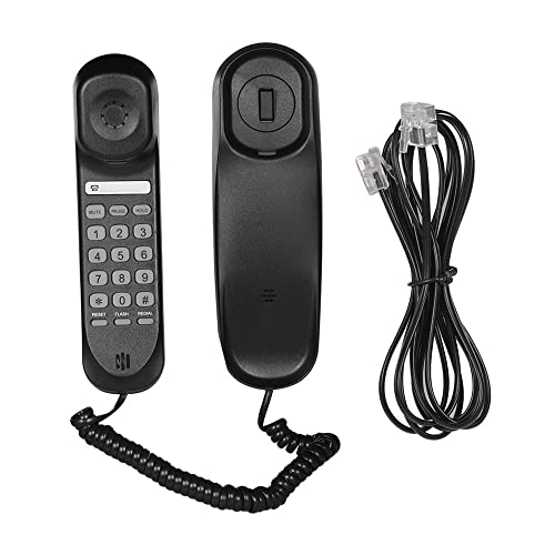 BISOFICE Corded Phone, Landline Phone for Home with Cord, No AC Power/Battery Required Wall Mountable Phone for Landline Supports Mute/Pause/Redial Functions for Hotel Office Bank Call Center (Black)