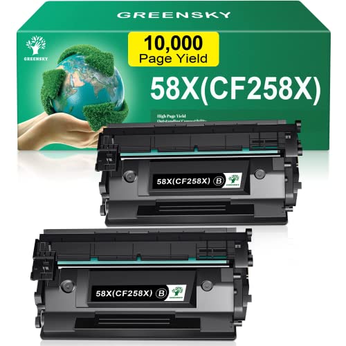 GREENSKY 2 Pack (No Chip) Toner Cartridge Replacement for HP 58X CF258X 58A CF258A to Use with HP Laserjet Pro MFP M428fdw M428fdn M428dw Laserjet Pro M404n M404dn M404dw M404 Enterprise M406dn Printer