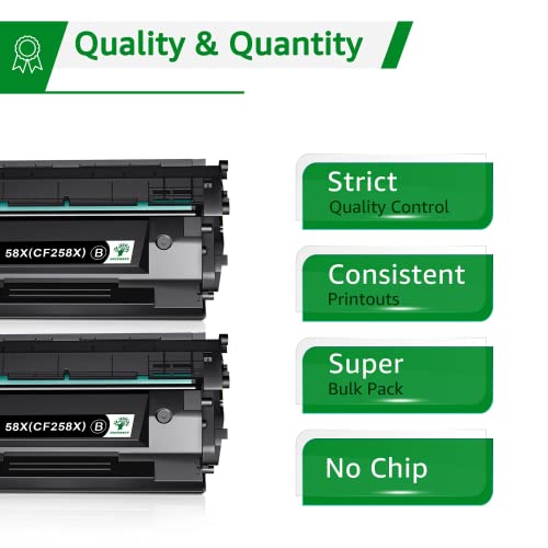 GREENSKY 2 Pack (No Chip) Toner Cartridge Replacement for HP 58X CF258X 58A CF258A to Use with HP Laserjet Pro MFP M428fdw M428fdn M428dw Laserjet Pro M404n M404dn M404dw M404 Enterprise M406dn Printer