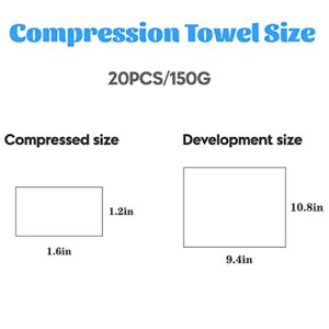 Compressed Towel, Disposable Face Compressed Towels, Soft Compressed Hand Wipe, Portable Compressed Coin Tissue for Travel/Home/Outdoor Activities（9.4X10.8in/20PCS）