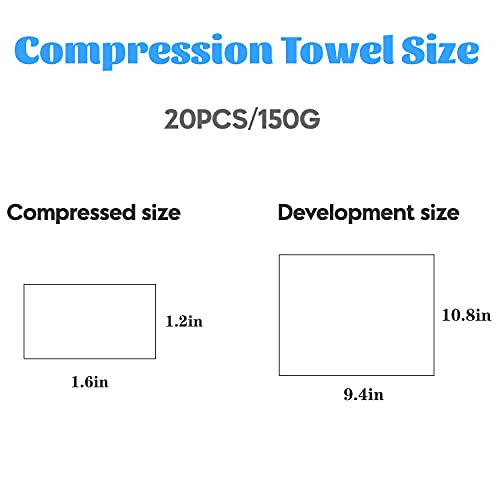 Compressed Towel, Disposable Face Compressed Towels, Soft Compressed Hand Wipe, Portable Compressed Coin Tissue for Travel/Home/Outdoor Activities（9.4X10.8in/20PCS）