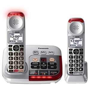 panasonic kx-tgm450s + (1) kx-tgma45s volume booster upto 50 db slow talk control noise reduction talking caller id amplified cordless phone-2 handset