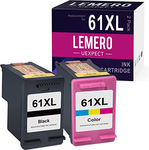 61XL LemeroUexpect Remanufactured Ink Cartridge Replacement for HP 61XL 61 XL for Officejet 4630 2622 4635 Envy 5530 4500 4502 5535 Deskjet 2540 1010 Printer Black Tricolor