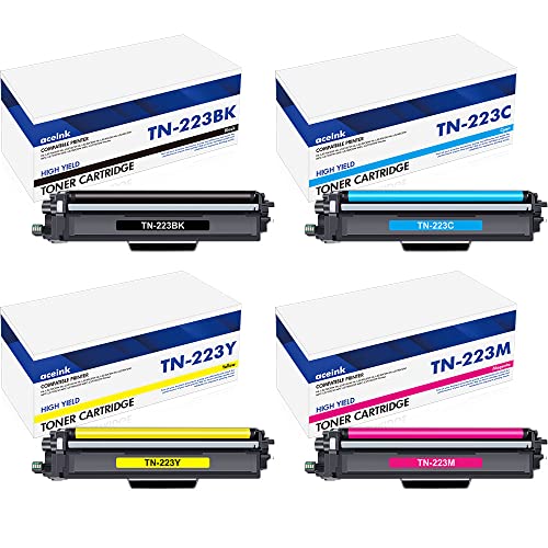 TN223 BK/C/M/Y Toner Cartridge 4Pack: Compatible for Brother TN-223 TN-223BK/C/M/Y TN227 Replacement for HL-L3270CDW HL-L3290CDW HL-L3210CW HL-L3230CDW MFC-L3710CW MFC-L3750CDW MFC-L3770CDW Printer