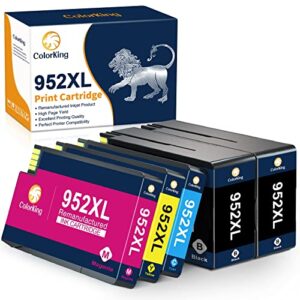 colorking remanufactured ink cartridges replacement for hp 952 952xl to use with hp officejet pro 8710 8720 7740 8210 8740 8715 7720 8216 8725 8730 8702 printer ink (2 black, cyan, magenta, yellow)