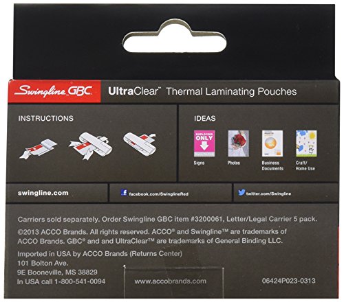 GBC Thermal Laminating Sheets / Pouches, ID Card Size, 5 Mil, Heat Seal Ultra Clear, 100 Pack (56005)