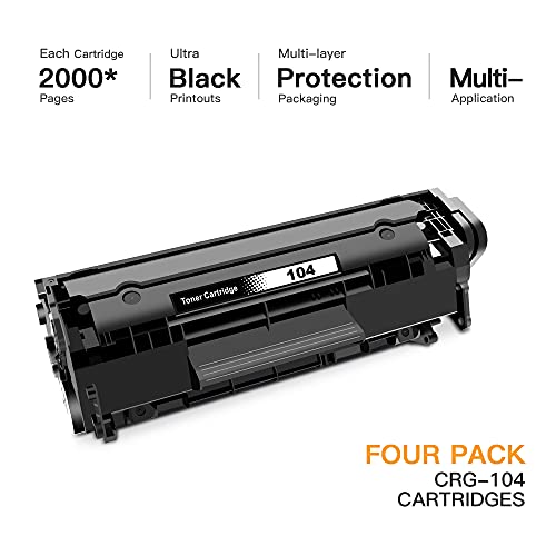 E-Z Ink (TM) Compatible Toner Cartridge Replacement for Canon 104 CRG-104 FX-10 FX-9 to use with FAXPHONE L90 L120 ImageClass D420 D480 MF4350d MF4150 MF4270 MF4370 MF4690 Printer (Black, 4 Pack)