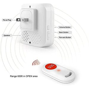 Caregiver Pager for Elderly, BITIWEND Wireless Call Button Personal Safety Alarm 600ft Range Smart Patient Help System Waterproof for Home/Elderly/Patient/Disabled Nurse Calling Alert 58 Chimes