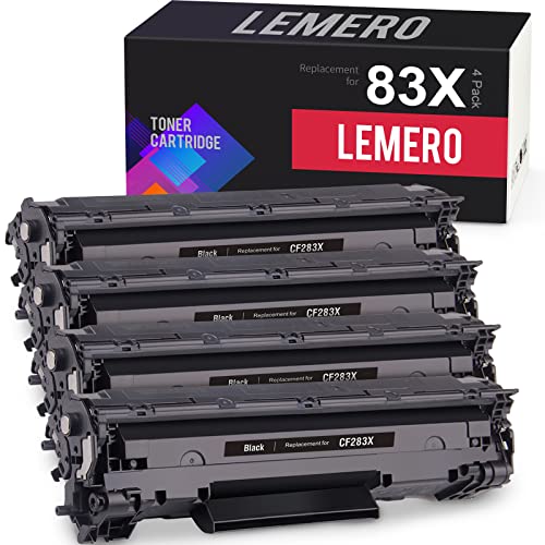 LEMERO Compatible Toner Cartridge Replacement for HP 83X CF283X 83A CF283A High Yield - use with Laserjet Pro M201dw MFP M225dw MFP M225dn MFP M225nw (Black, 4-Pack)