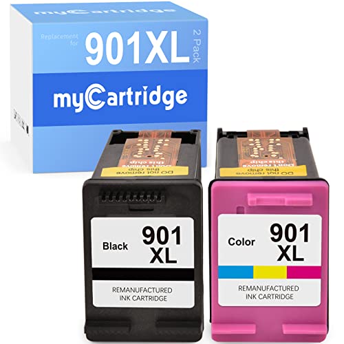 myCartridge Remanufactured Ink Cartridge Replacement for HP 901 901XL 901 XL Work with OfficeJet J4680 J4580 J4550 J4540 J4500 4500 J4660 J4680c G510a (1 Black, 1 Tri-Color)