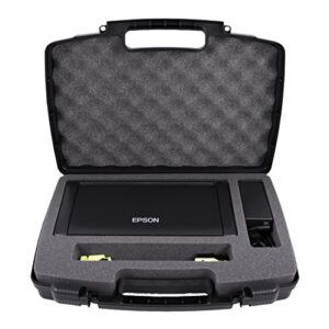 casematix travel case compatible with epson wf-100 and wf-110 wireless mobile printer, ink cartridges, power adapter, cables