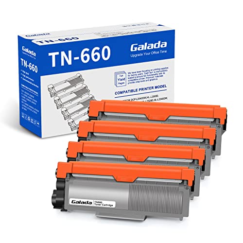 GALADA Compatible Toner Cartridge Replacement for Brother TN630 TN660 TN-630 TN-660 for Dcp-l2520dw Dcp-l2540dw Mfc-l2700dw Mfc-l2720dw Mfc-l2740dw Hl-l2340dw Hl-l2320d Hl-l2360dw Hl-l2380dw 4 Pack