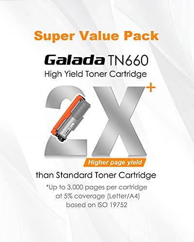 GALADA Compatible Toner Cartridge Replacement for Brother TN630 TN660 TN-630 TN-660 for Dcp-l2520dw Dcp-l2540dw Mfc-l2700dw Mfc-l2720dw Mfc-l2740dw Hl-l2340dw Hl-l2320d Hl-l2360dw Hl-l2380dw 4 Pack