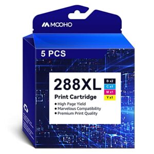 mooho 288xl ink cartridges replacement 288 ink cartridges for xp-440 xp-446 xp-330 xp-340 xp-430 xp-446 ink cartridges (2 black, 1 cyan, 1 magenta, 1 yellow, 5 pack)