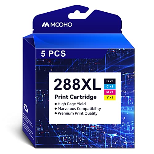 Mooho 288XL Ink Cartridges Replacement 288 Ink Cartridges for XP-440 XP-446 XP-330 XP-340 XP-430 XP-446 Ink Cartridges (2 Black, 1 Cyan, 1 Magenta, 1 Yellow, 5 Pack)