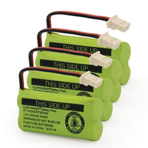 bt183342/bt283342 2.4v 400mah ni-mh battery pack compatible with cordless phone batteries bt166342/bt266342 bt162342/bt262342 (4 pack bt183342)