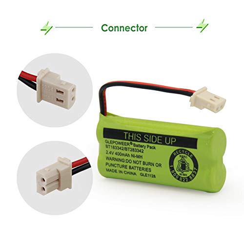 BT183342/BT283342 2.4V 400mAh Ni-MH Battery Pack Compatible with Cordless Phone Batteries BT166342/BT266342 BT162342/BT262342 (4 Pack BT183342)