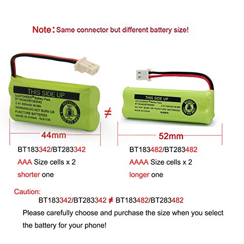 BT183342/BT283342 2.4V 400mAh Ni-MH Battery Pack Compatible with Cordless Phone Batteries BT166342/BT266342 BT162342/BT262342 (4 Pack BT183342)