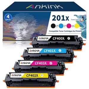 ankink compatible toner cartridge replacement for hp 201x 201a cf400x cf401x cf402x cf403x cf400a for mfp m277dw m252dw m277n m277c6 m252n m277 (black, cyan, magenta, yellow)