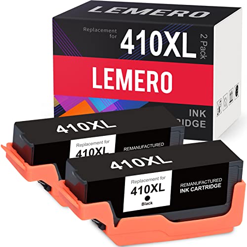 LEMERO Remanufactured Ink Cartridge Replacement for Epson 410XL 410 XL T410XL for Epson Expression XP-830 XP-640 XP-7100 XP-630 XP-530 XP-635 Printer (Black, 2-Pack)