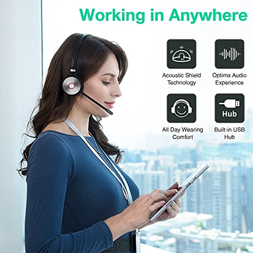 Yealink WH66 Wireless Headset Bluetooth Headset with Microphone Teams Zoom Certified DECT Headset for Office VoIP Phone IP Phone Teams Phone Workstation for UC Communication