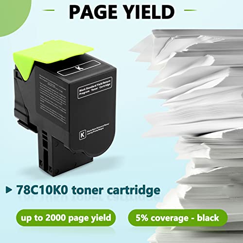 78C10K0 Toner Cartridge Compatible with lexmark CS421 CX421 CS421DN CS521 CX521 CS521DN CS522 CX522 CS522DE CS622 CX622 CS622DE CX622ADE CX625 CX625DE CX625ADHE Printer, 2000 Page Yield - Black