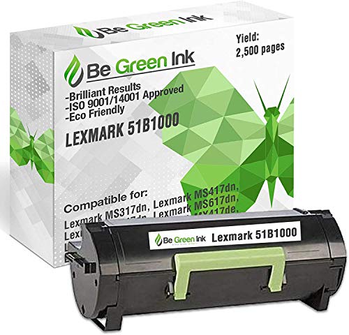 Be Green Ink Compatible Replacement Black Toner Cartridge for Lexmark MS317dn MS417dn MS517dn MS617dn MX317dn MX417de MX517de MX617de - 51B1000 Black Toner (2.5k Yield)