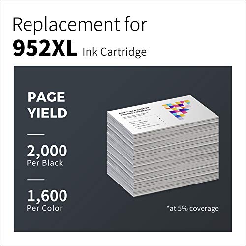 952XL LemeroUexpect Compatible Ink Cartridge Replacement for HP 952 XL Combo Pack for Officejet Pro 8710 8720 7740 8715 Printer (Black Cyan Magenta Yellow, 4-Pack)