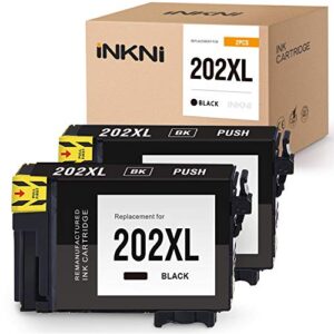 inkni (new chip remanufactured ink cartridges replacement for epson t202xl 202xl 202 xl for workforce wf-2860 wf2860 expression home xp-5100 xp5100 printer (black, 2-pack)