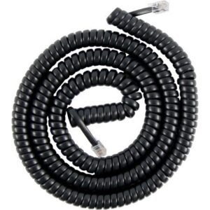 25′ feet black coiled telephone phone handset cable cord by bistras