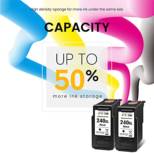 ATOPINK 240XL Black Ink Cartridge, Remanufactured Ink Cartridge 240XL, Replacement for Canon PG-240XL 240 (2 Black) Ink Compatible to Pixma TS5120, MX432, MG3620 MG3222 MG3600 MG2220 MG4220 Printers