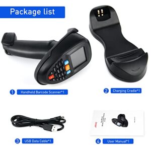 Wireless Barcode Scanner JRHC Portable Barcode Reader 1D PDF Inventory Scanner Data Collector Handheld Barcode Scanner with 2.2 inch LCD Screen & Charging Base…