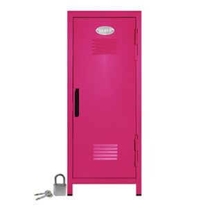 mini locker with lock and key hot pink -10.75″ tall x 4.125″ x 4.125″