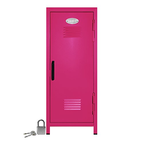 Mini Locker with Lock and Key Hot Pink -10.75" Tall x 4.125" x 4.125"