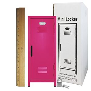 Mini Locker with Lock and Key Hot Pink -10.75" Tall x 4.125" x 4.125"