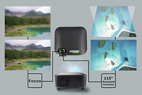 FUSION5 Native 1080p Projector with WiFi and Bluetooth - Support 4K 250" Display Projector - 7000 Lumens Portable Movie Projector with Speakers - USB, HDMI, Android, iOS, TV Stick Compatible