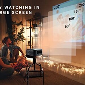 FUSION5 Native 1080p Projector with WiFi and Bluetooth - Support 4K 250" Display Projector - 7000 Lumens Portable Movie Projector with Speakers - USB, HDMI, Android, iOS, TV Stick Compatible