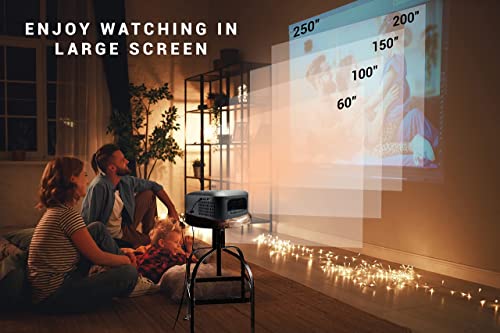 FUSION5 Native 1080p Projector with WiFi and Bluetooth - Support 4K 250" Display Projector - 7000 Lumens Portable Movie Projector with Speakers - USB, HDMI, Android, iOS, TV Stick Compatible