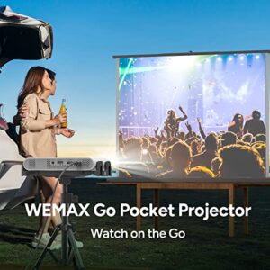 WEMAX Go Ultra Portable Laser Projector | Mini Pocket DLP Projectors with WiFi | 100 inch Image | Airplay Miracast | Auto Vertical Keystone | Compatible with Smartphone, HDMI, USB (Includes Case Bag)