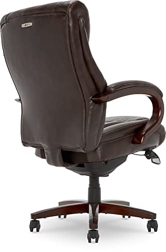 La-Z-Boy Bellamy Bonded Leather Executive Office Chair with Memory Foam Cushions, Brown