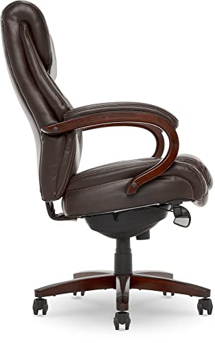 La-Z-Boy Bellamy Bonded Leather Executive Office Chair with Memory Foam Cushions, Brown