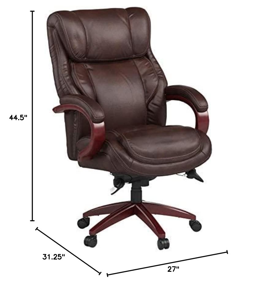 La-Z-Boy Bellamy Bonded Leather Executive Office Chair with Memory Foam Cushions, Brown