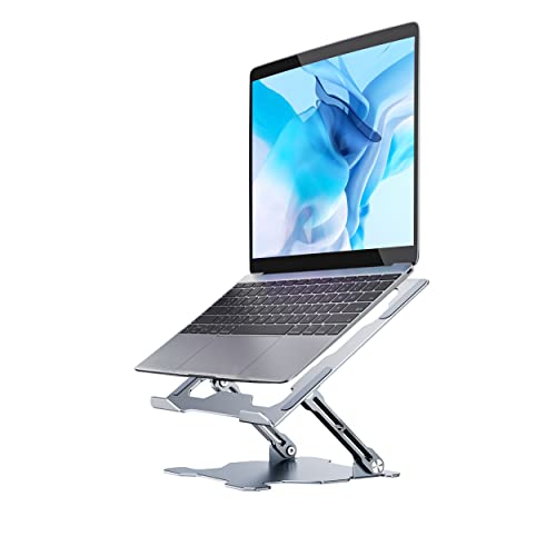 Laptop Stand, Togous Ergonomic Adjustable Computer Stand for Laptop, Portable Aluminum Laptop Riser for Desk Compatible with MacBook Air, Pro, Dell XPS, Lenovo, Samsung, All Laptops 10-17"(Silver)