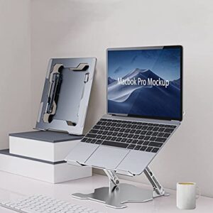 Laptop Stand, Togous Ergonomic Adjustable Computer Stand for Laptop, Portable Aluminum Laptop Riser for Desk Compatible with MacBook Air, Pro, Dell XPS, Lenovo, Samsung, All Laptops 10-17"(Silver)