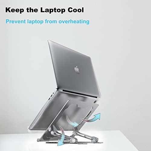 Laptop Stand, Togous Ergonomic Adjustable Computer Stand for Laptop, Portable Aluminum Laptop Riser for Desk Compatible with MacBook Air, Pro, Dell XPS, Lenovo, Samsung, All Laptops 10-17"(Silver)