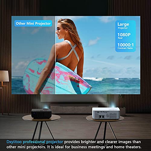 Full HD Native 1080P WiFi Bluetooth Projector, 16000LM 450" Display Support 4K Movie Projector, High Brightness for Home Theater and Business, Compatible with iOS/Android/TV Stick/PS4/HDMI/PPT