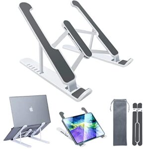 heartbeats laptop stand, laptop riser with adjustable ergonomic design, 6 angles anti-slip portable computer stand, foldable laptop holder compatible with 10-15.6 inch laptops (white)