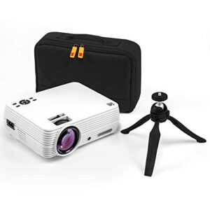 kodak flik x4 home projector | 4.0 lcd compact home theater system projects up to 150” with 1080p compatibility & bright lumen led lamp | vga/av/hdmi/usb/tf inputs | remote, tripod & carry case